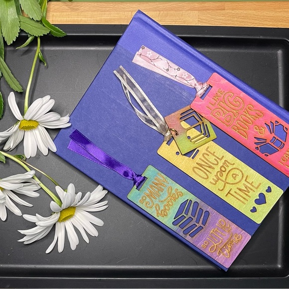 Office | Set3 Wooden Bookmarks Painted With Ribbon | Poshmark